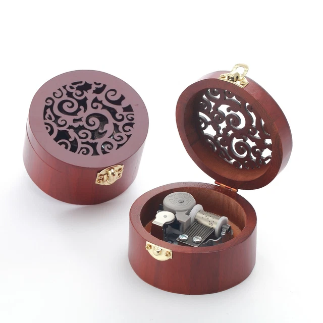 CIRCLE CARVING WOODEN Wind Up Music Box ♫ JURASSIC PARK ♫ $32.29 ...