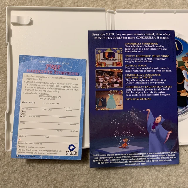 DISNEY CINDERELLA II Dreams Come True Movie DVD 2002 Bonus Features Eng ...
