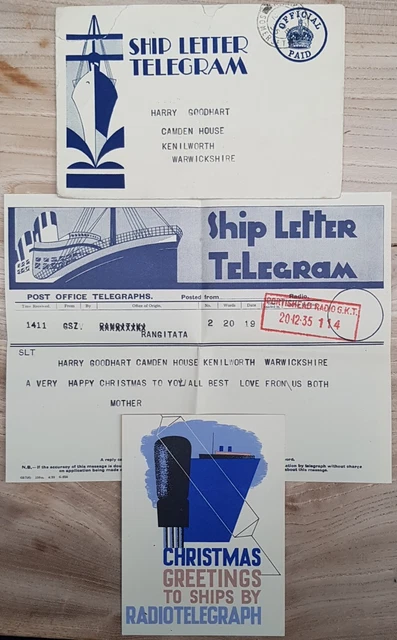 GB SHIP LETTER TELEGRAM Art Deco+ENV+ADVERT CARD 1935 OFFICIAL PAID ...