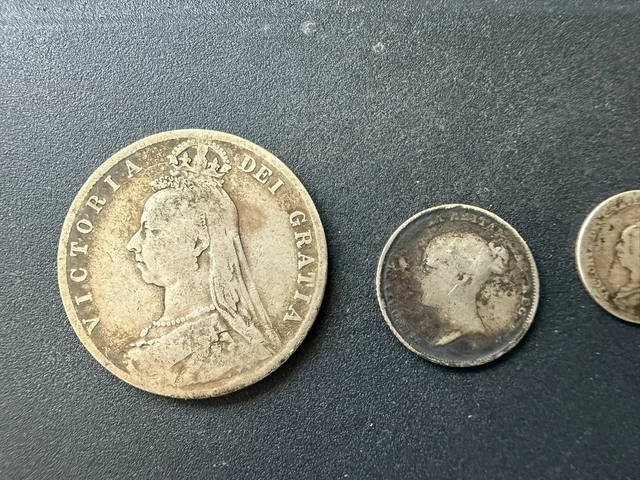 BRITISH SILVER COINS Victoria 1890 Half Crown/Florin?Edward VII, George ...