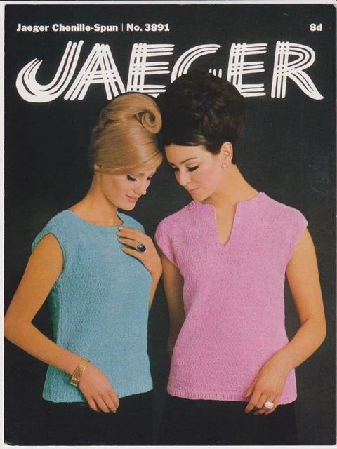ORIGINAL VINTAGE JAEGER knitting pattern 3891 - Lady's chenille tops ...