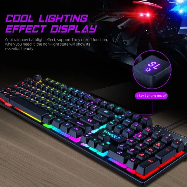 104 KEY WIRED Gaming Keyboard Rainbow Backlight Ergonomic Keyboard for ...