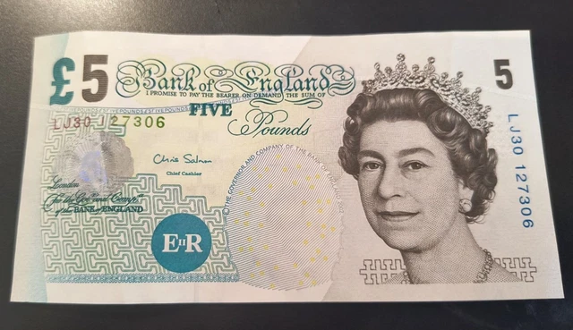 OLD £5 FIVE Pound Note Signed Chris Salmon Circulated? Ex Condition ...