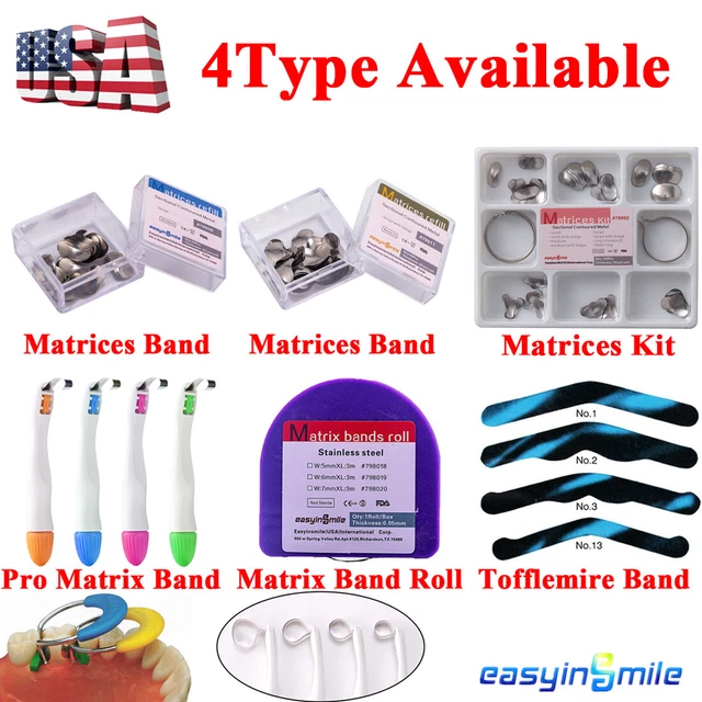 DENTAL METAL MATRICE Sectional Contoured Matrix Band Tofflemire/Roll ...