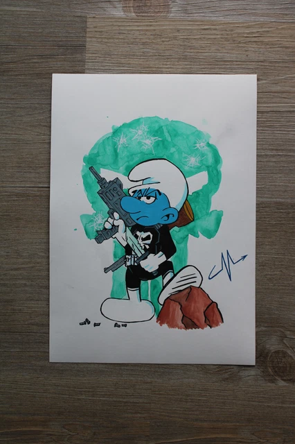 SCHTROUMPF GROGNON / Punisher - dessin original A4 - original art 8,3 ...