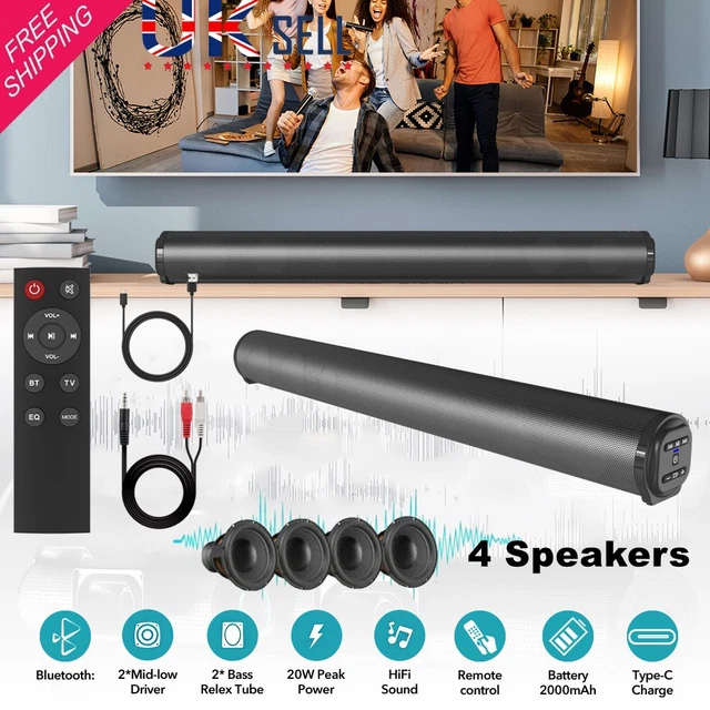 TV HOME THEATER Soundbar Bluetooth Sound Bar Speaker System Subwoofer w ...
