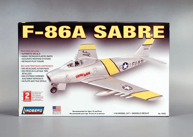 LINDBERG F-86A Sabre Model Kit 70553 Scale 1:48 Made In Usa New In Box ...