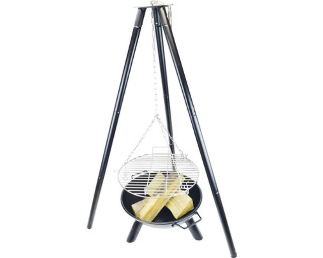 BBQ FIRE BOWL Swivel Grill Camping DIS-TRIPOD 3-Leg Frame Grill Grate £ ...
