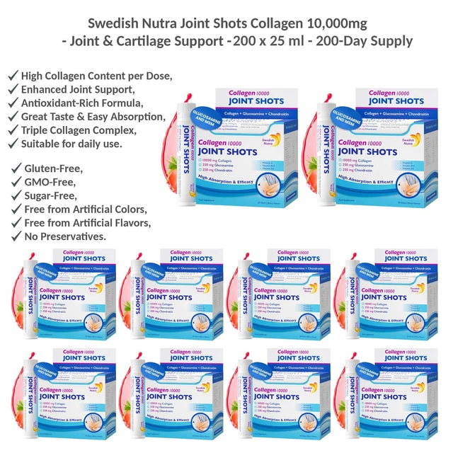 SWEDISH NUTRA JOINT Shots Collagen 10000mg Unterstützung für Gelenke ...