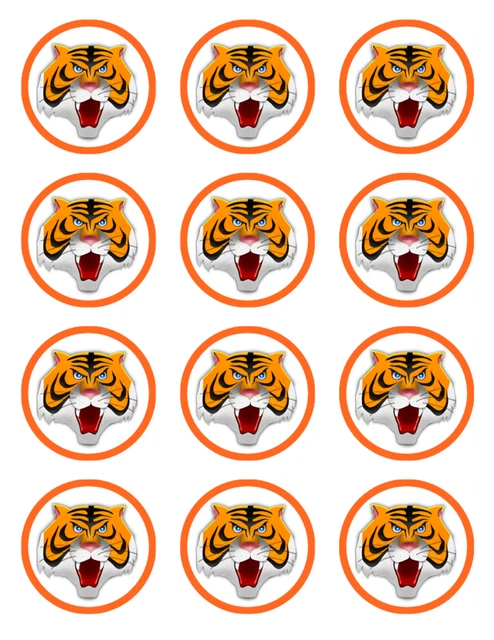 TIGER CUPCAKE TOPPER Edible Wafer Birthday Cake Jungle Animal ...