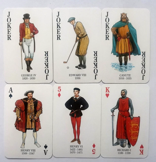 VINTAGE PLAYING CARDS Kings & Queens England 1993 52 & 3J & 1H Box Uk Free Post £9.99 - PicClick UK