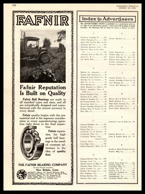 1922 FAFNIR BALL Bearings New Britain CT Farm Truck Pumpkin Patch Photo ...