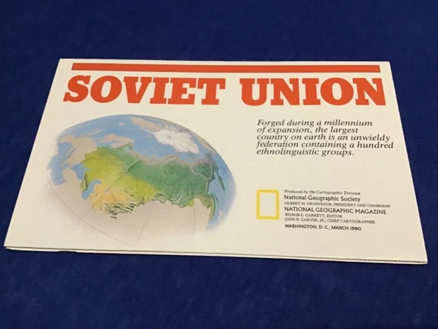 NATIONAL GEOGRAPHIC MAGAZINE March 1990 Map/Poster Soviet Union Russia ...