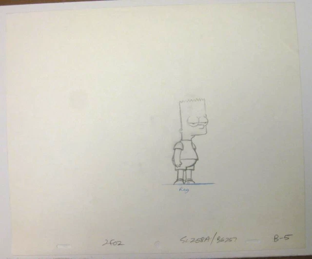 THE SIMPSONS BART Simpson Unimpressed Original Production Drawing B-5 £ ...