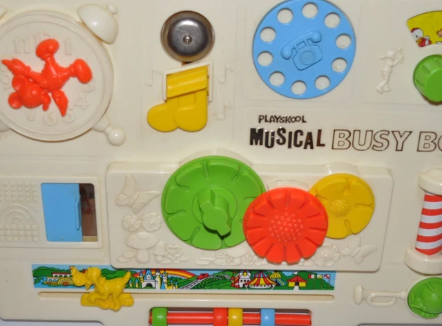 PLAYSKOOL MUSICAL BUSY BOX vintage CRIB MUSIC TOY WALT DISNEY/MICKEY ...