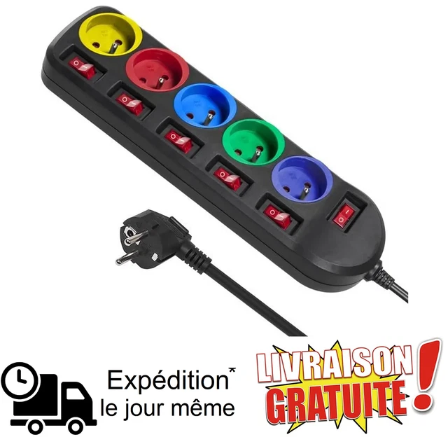 MULTIPRISE NOIR, MULTIPRISE 5 Prises (2200 W-16 A) EUR 16,99 - PicClick FR