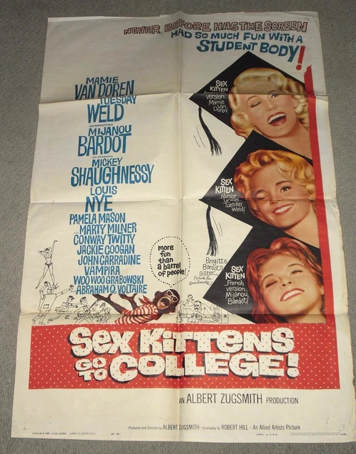 Sex Kittens Go To College Orig 1sh Movie Poster 1960 Mamie Van Doren