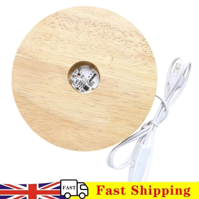4 INCH LED Display Stand Wood Light Up Base Round for Resin Art ...