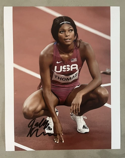 GABBY THOMAS HANDSIGNIERT 10x8 Leichtathletik Foto/Team USA Sprinter ...