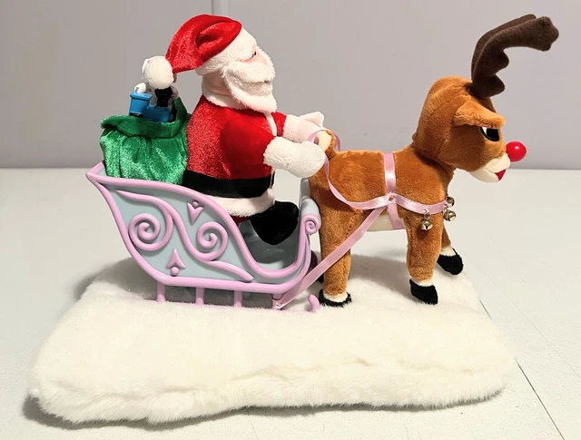GEMMY RUDOLPH THE Red Nosed Reindeer Santa and Sleigh Christmas Decor ...