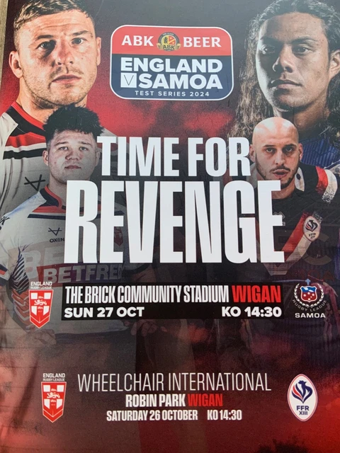 ENGLAND V SAMOA Rugby League Programme First Test - 27/10/2024 New ...
