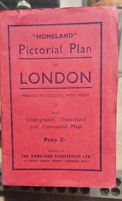 HOMELAND PICTORIAL PLAN Of London With Index Antique VINTAGE 1930s £47. ...