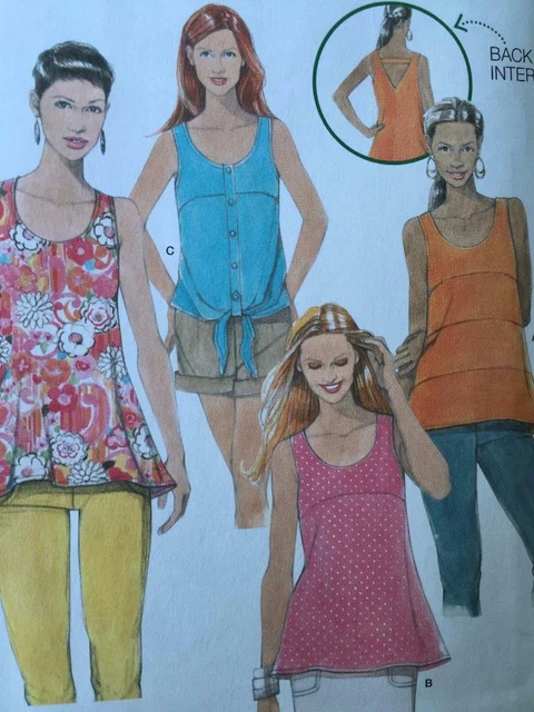 SIMPLICITY SEWING PATTERN 1614 Misses Ladies Top Back Details Size 4-12 ...