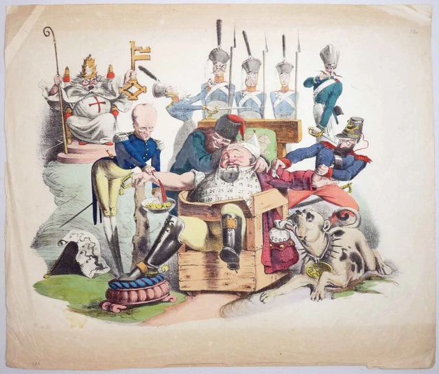 KARIKATUR - &MICHEL erwache" - kolorierte Lithographie um 1870 EUR 480 ...