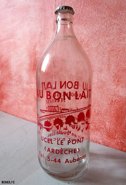 1 BOUTEILLE DE lait cévenol ancienne "Au bon lait" en verre 100 cl EUR ...