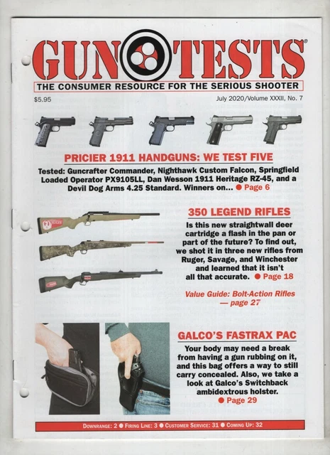 GUN TESTS MAGAZINE Pricier 1911 Handguns 350 Legend Rifles July 2020 ...