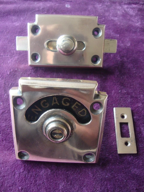UNUSUAL ART DECO vacant engaged toilet lock complete and ready to fit £ ...