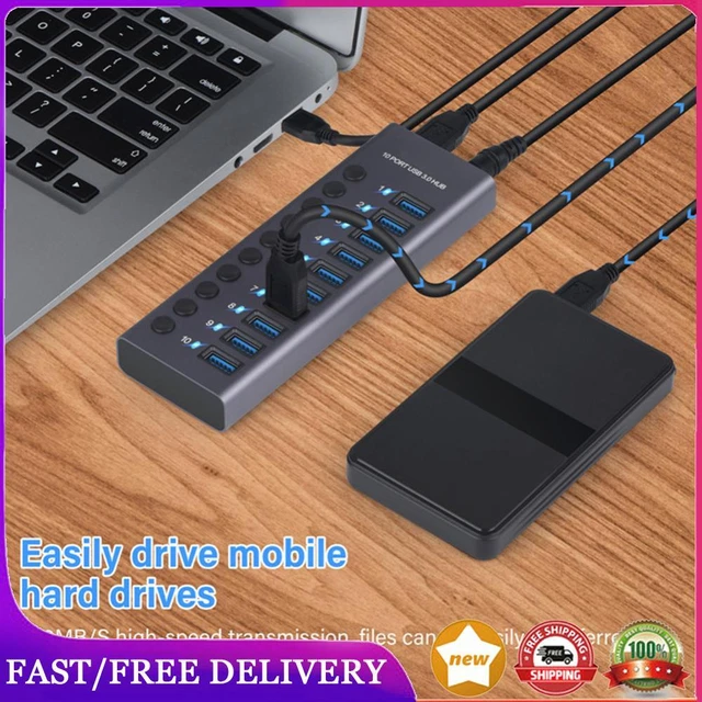 10 PORTS DOCKING Station High-speed USB3.0 Hub Multi Splitter for ...