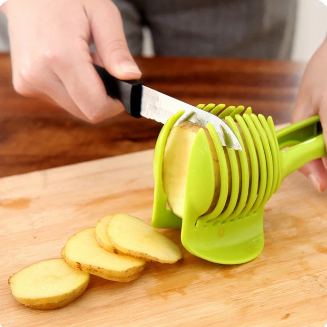 TOMATO CUTTING HOLDER Handheld Slicing Aid Holder Round Fruits ...
