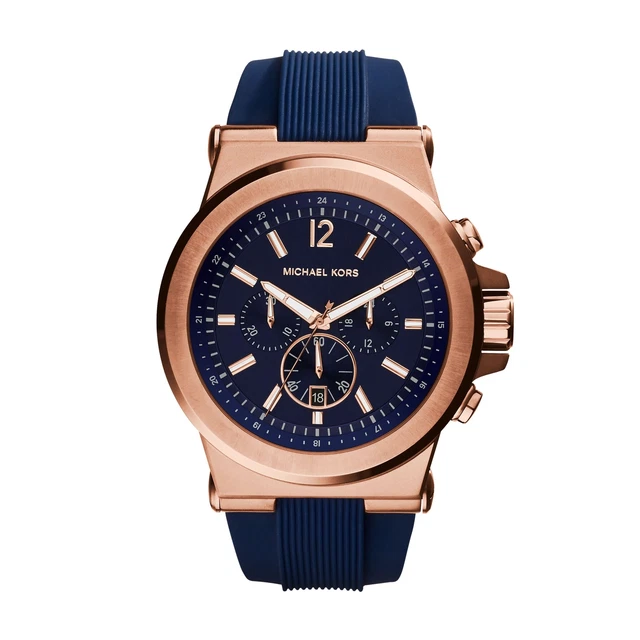 MONTRE HOMME MICHAEL KORS DYLAN MK8295 Chrono Silicon Bleu Gold Rose ...
