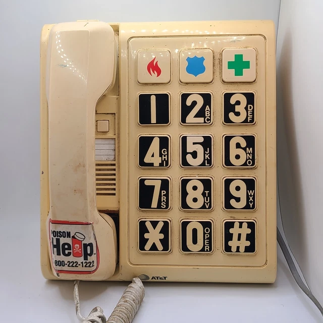 VINTAGE AT&T BIG Button Phone Model PL3004P 1990 Landline Telephone £22 ...