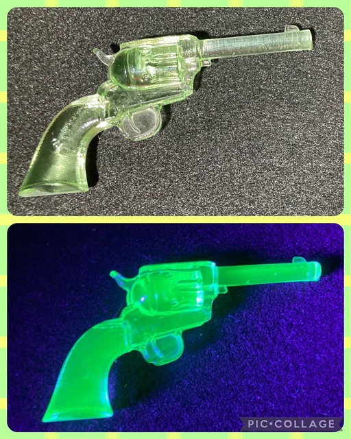 GREEN VASELINE URANIUM glass Colt Revolver pistol single action gun ...