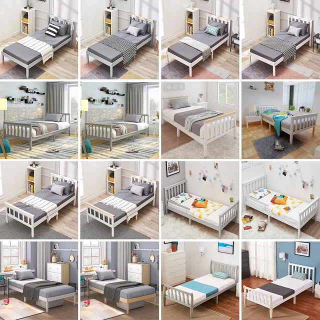 3FT SINGLE BED frame w/Slatted Bed Base Wood Pine Standard Single Bed ...