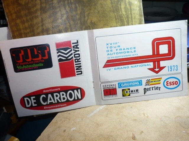 ANCIEN PLANCHE 4 Autocollants 1973 Tour De France Auto Esso Uniroyal Dunlop Pneu EUR 12,90 ...