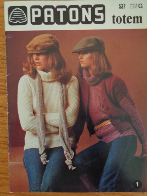 VINTAGE KNITTING PATTERN Book Patons 537 Totem 8ply Family Stripes ...