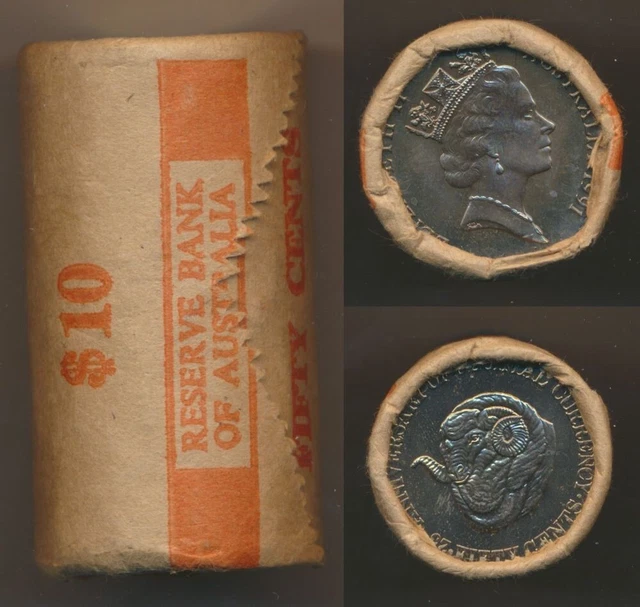 AUSTRALIA: 1991 50C Ram's Head Roll of 20 Choice/ Gem, Cat $16 each in ...