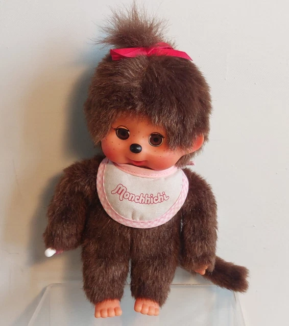 MONCHHICHI GIRL ORIGINAL Sekiguchi 7.5" Pink Bib Monchichi Plush Monkey ...