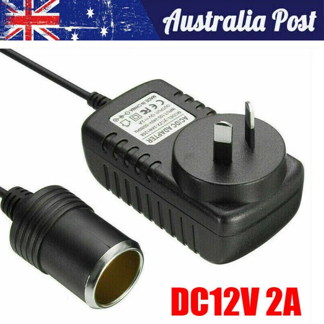 AU 240V MAINS Plug to 12V Socket Adapter Car Cigarette Lighter Power ...