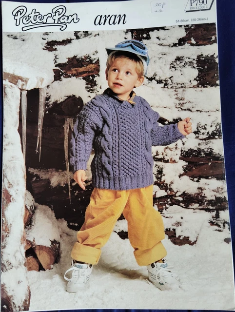PETER PAN P790 Aran Sweater Knitting Pattern 20-26" Chest £1.50 ...