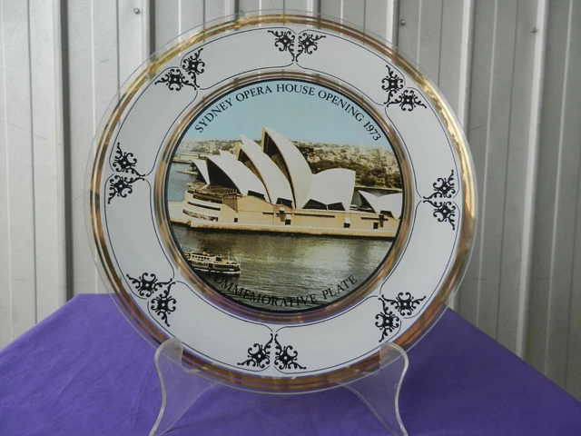 SYDNEY OPERA HOUSE Opening Commemorative Plate 1973 Gold Rings Vintage ...