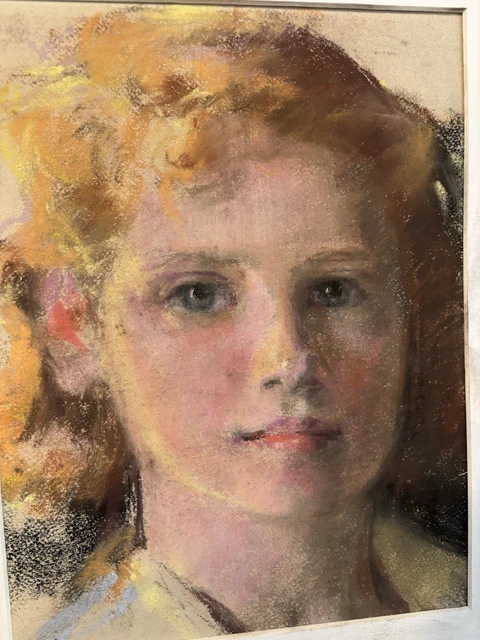 VINTAGE PASTEL PORTRAIT Painting Young Girl ( Oil Antique Style) see ...