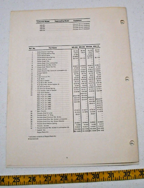 VINTAGE TILLOTSON KB Series Carburetors Parts List - 1979 (Form S-1014 ...