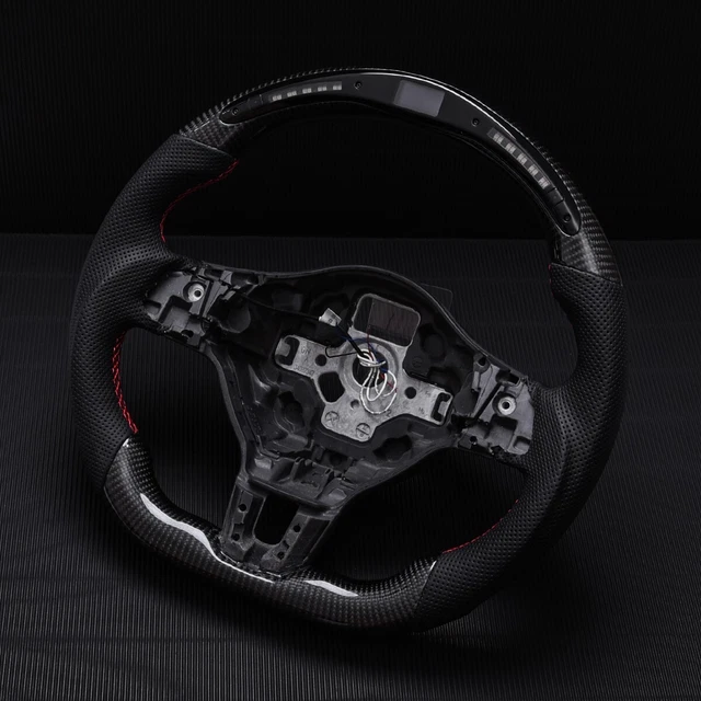 REAL CARBON FIBER Flat Customized LED Steering Wheel VW Golf 6 GTI GTD ...