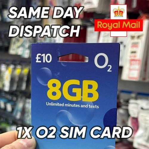 O2 NANO PAY As You Go Sim Card- £10 Pack - 8Gb Data, Unlimited Mins ...