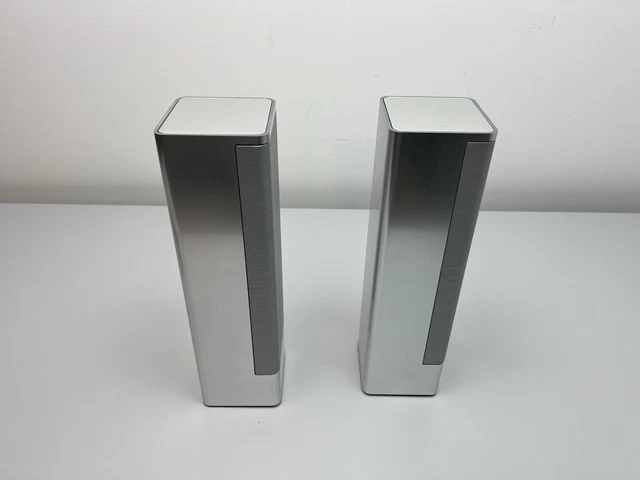 2X LOEWE STEREO/HAUPT Aluminium Lautsprecher Silber/ Chrome Top Zustand ...