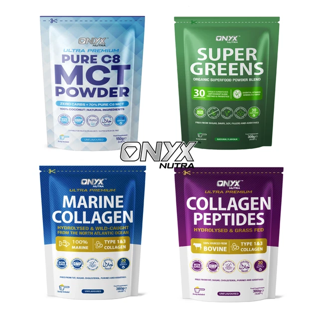 ONYX NUTRA PREMIUM Powders 300g Collagen, Supergreens & MCT Halal ...
